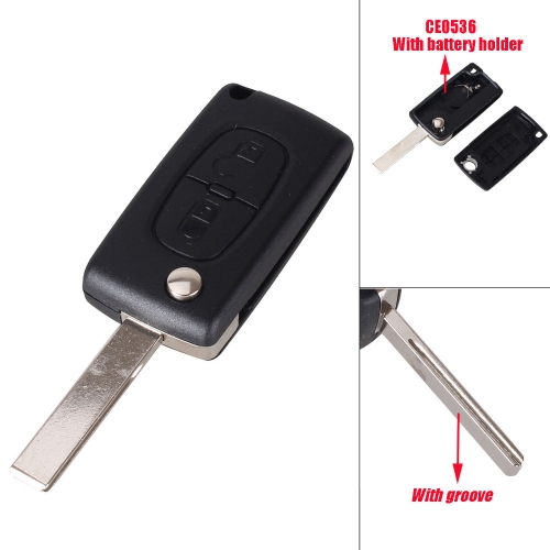 CS009001 2 Button Remote Flip Floding Key Shell Cases Fob For Peugeot ...