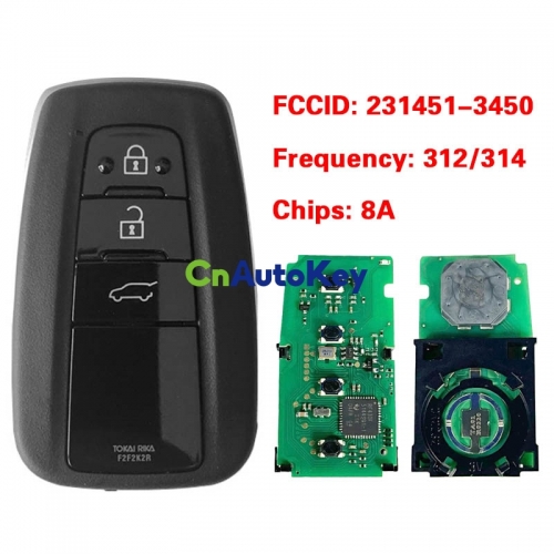 CN007299 3 Button Toyota Land cruiser Smart Key 231451-3450 G Board 8A ...
