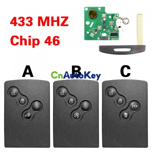 010022 2017 Latest Genuine 4 Button Smart Key For Renault Megane 433MHZ ...